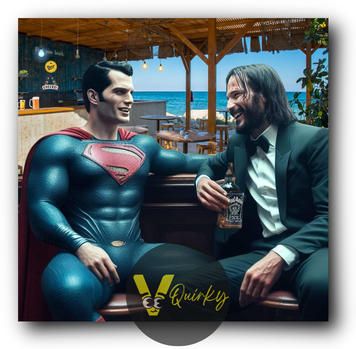 Henry Cavill & Keanu Reeves (Superman with John Wick) Canvas Painting ...